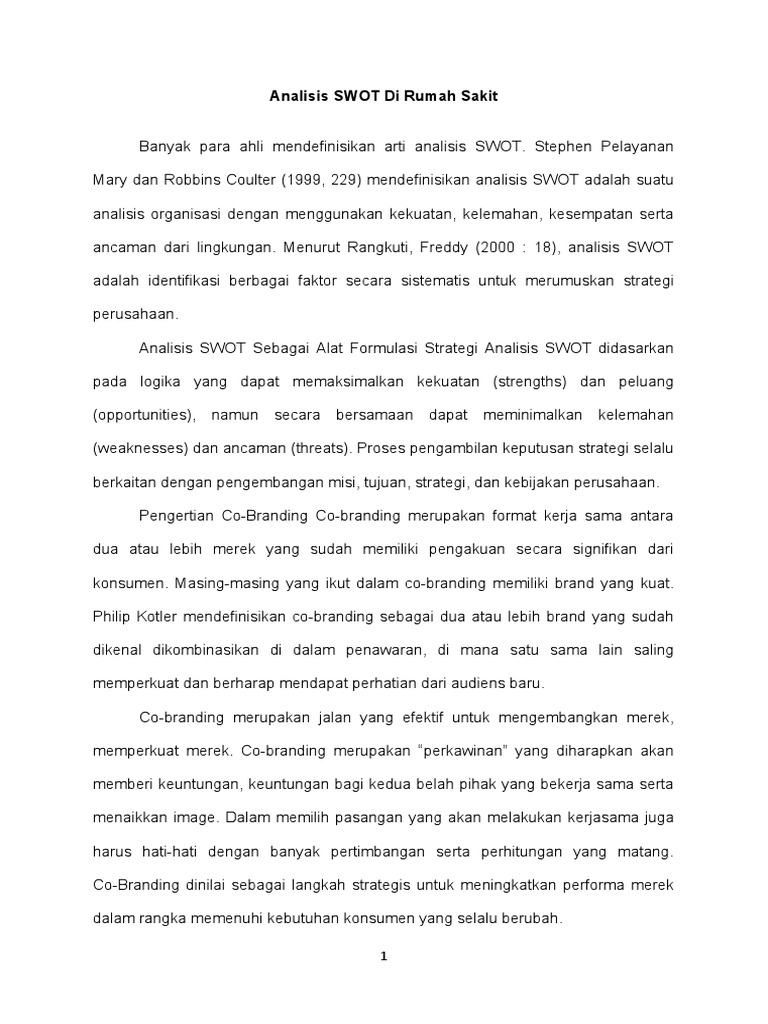Analisis SWOT Di Rumah Sakit | PDF