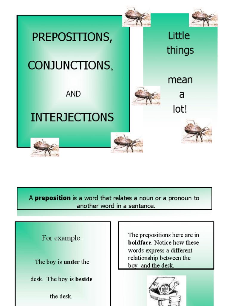 Prepositions, Conjunctions, and Interjections | PDF