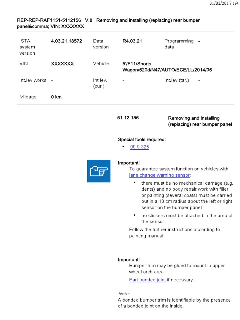 F11 Rear Bumper Removal | PDF