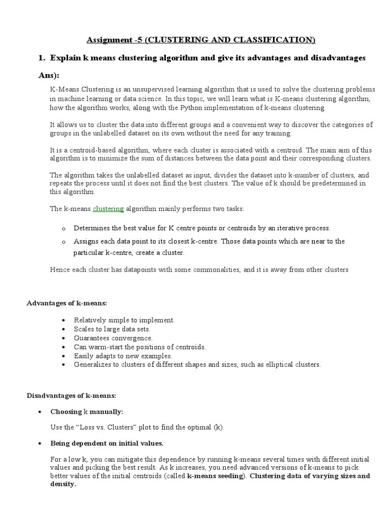 Assignment 5 | PDF | Cluster Analysis | Algorithms And Data Structures