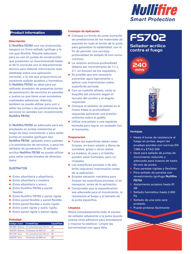Nullifire FS702 TDS Es ES 20211117 | PDF | Albañilería | Materiales