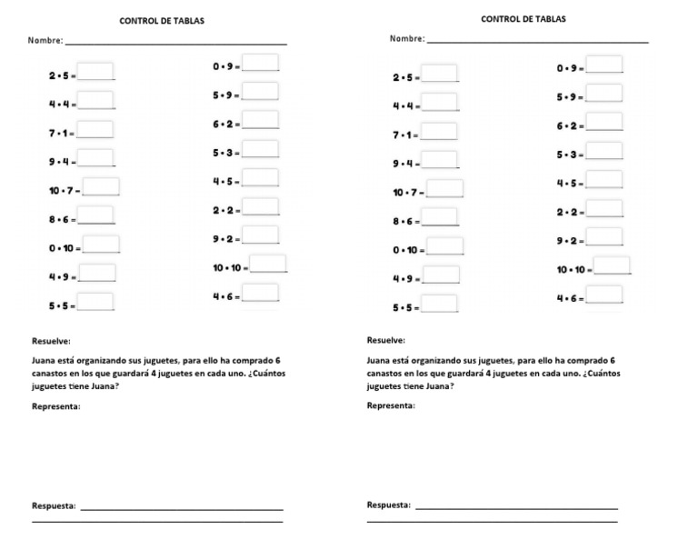 Control de Tablas Tercero | PDF