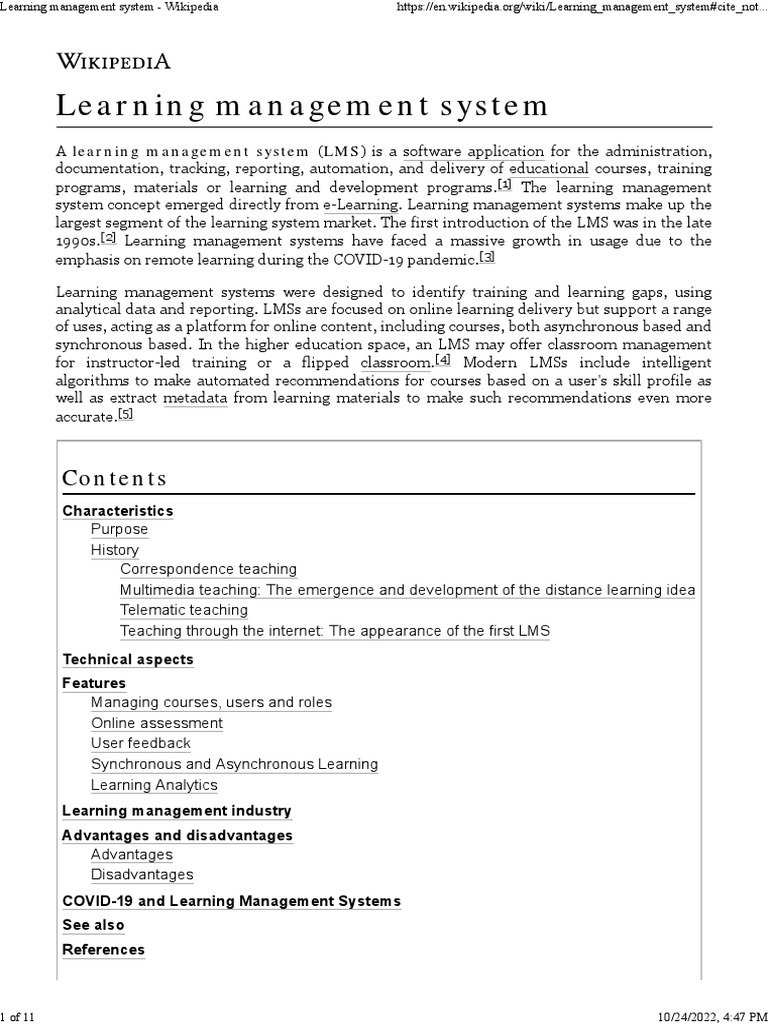 LMS Learning Management System - Wikipedia | PDF | Cognition ...