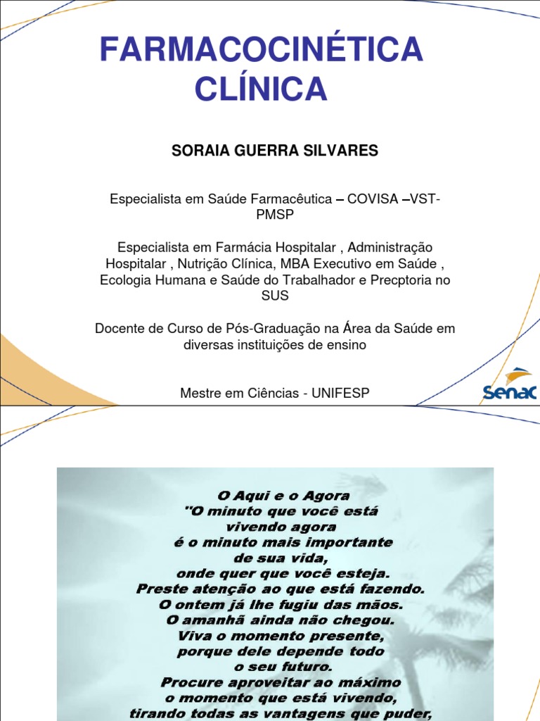 Aula 1 Senac - Farmacocinética Clinica - Farmacologia Clinica | PDF