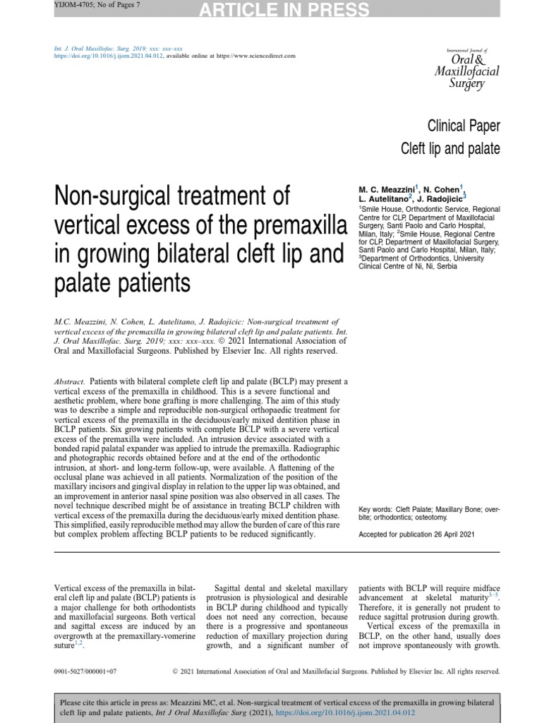 Premaxilla Excess Cleft | PDF | Dentistry Branches | Face