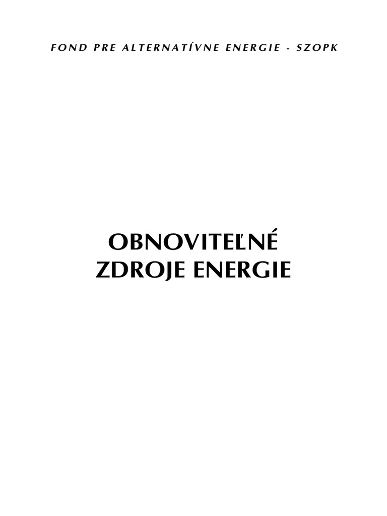 Obnovite Né Zdroje Energie: Fond Pre Alternatívne Energie - Szopk | PDF