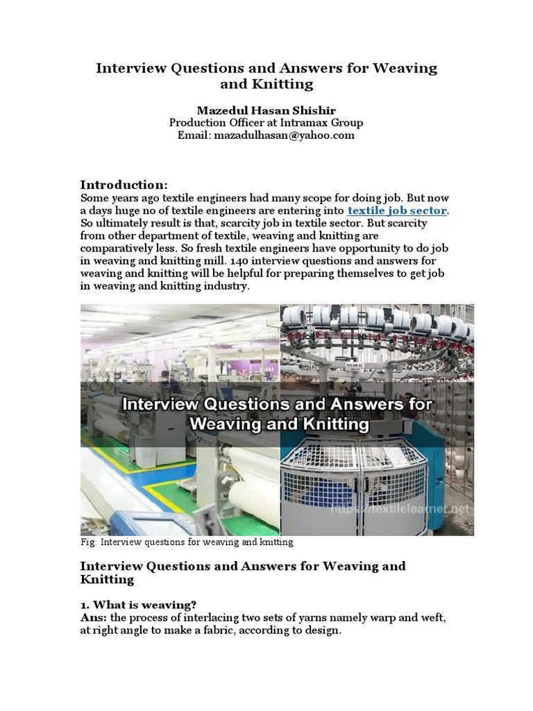 Weaving and Knitting Interview Guide | PDF | Loom | Knitting