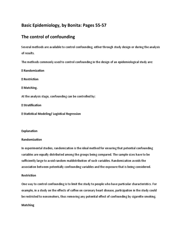 The Control of Confounding | PDF | Confounding | Stratified Sampling