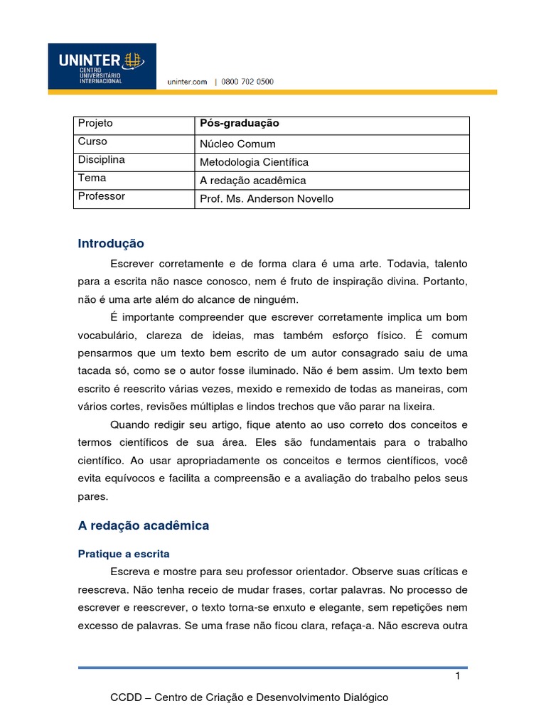 Metodologia Cientifica - Tema 4 | PDF | Abstract (resumo) | Science