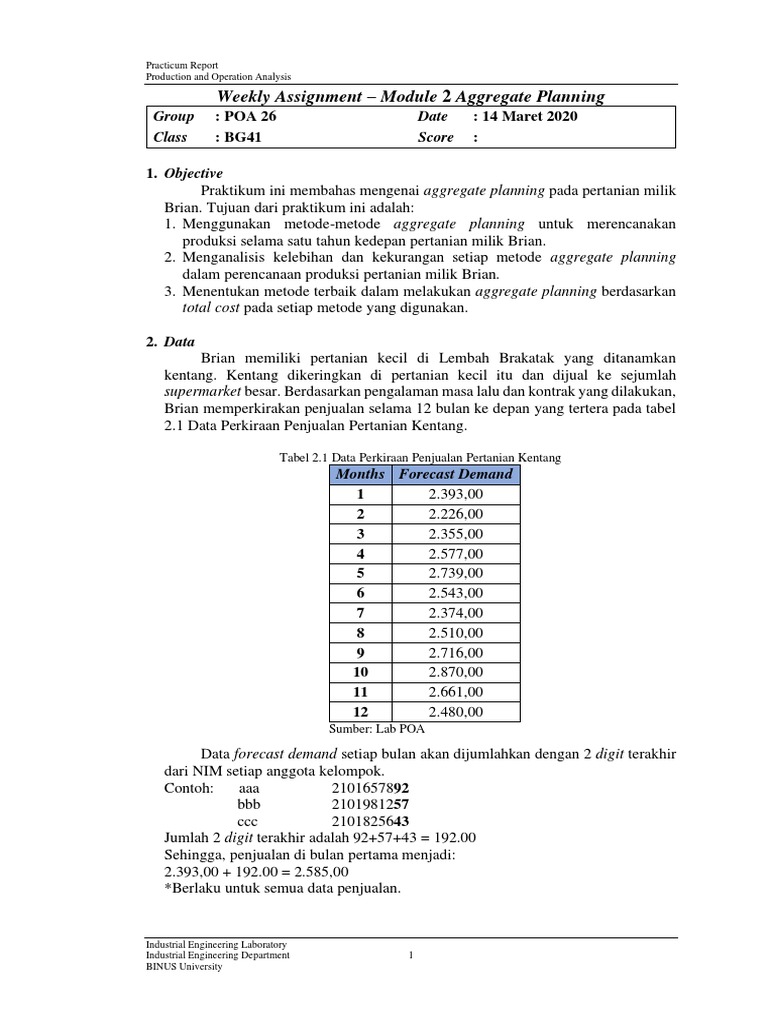 Poa26 - Modul 2 - Aggregate Planning | PDF