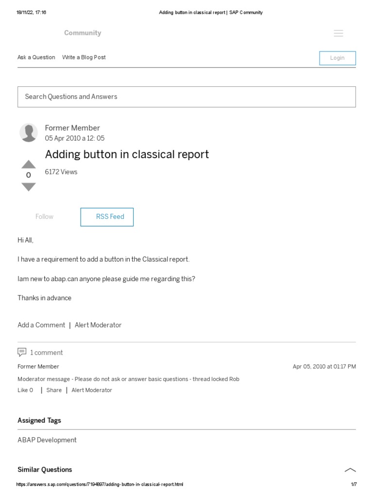 Adding Button in Classical Report - SAP Community | PDF | Internet Forum | Computer Programming