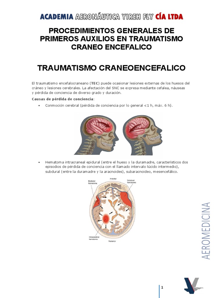 Primeros Auxilios en Traumatismo Craneo Encefalico | PDF | Lesión ...