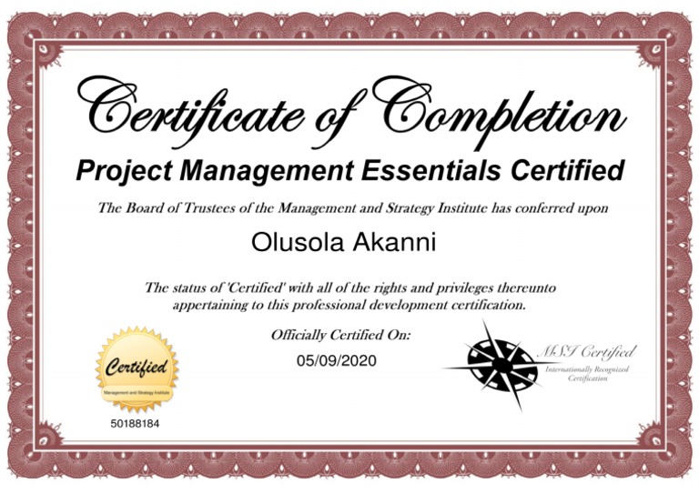 PMI Certificate | PDF