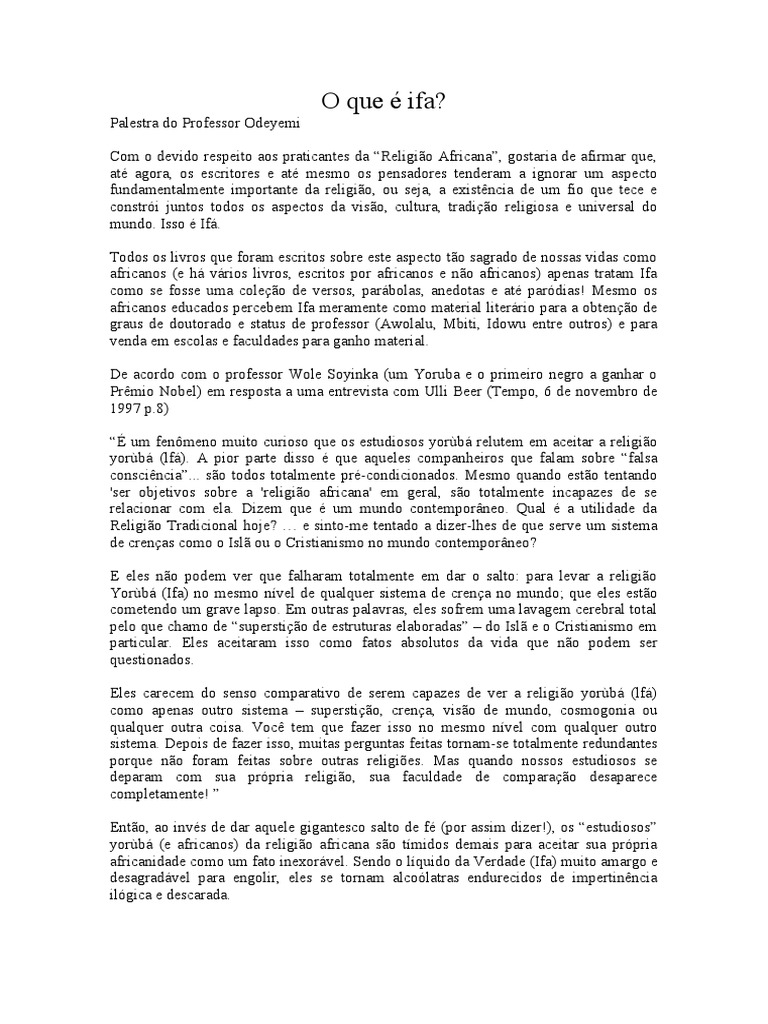 O Que É Ifa | PDF | Science | Deus