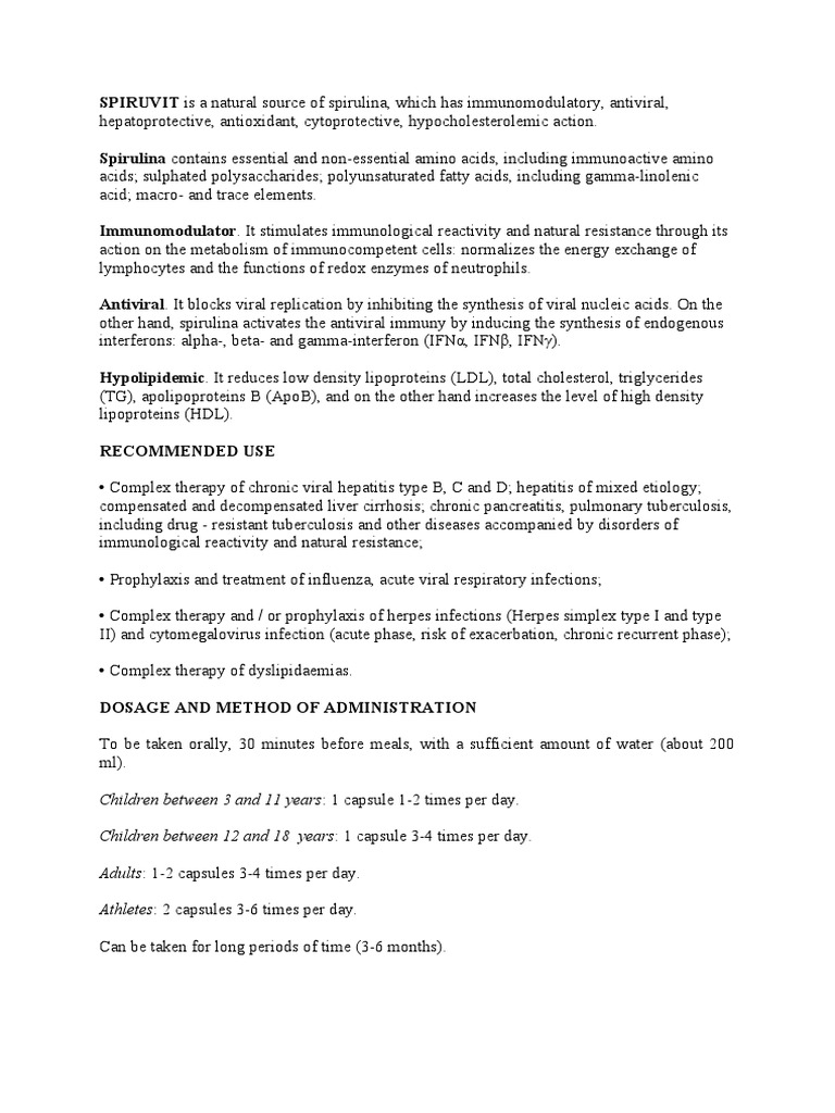 Spiruvit | PDF | Interferon | Antiviral Drug
