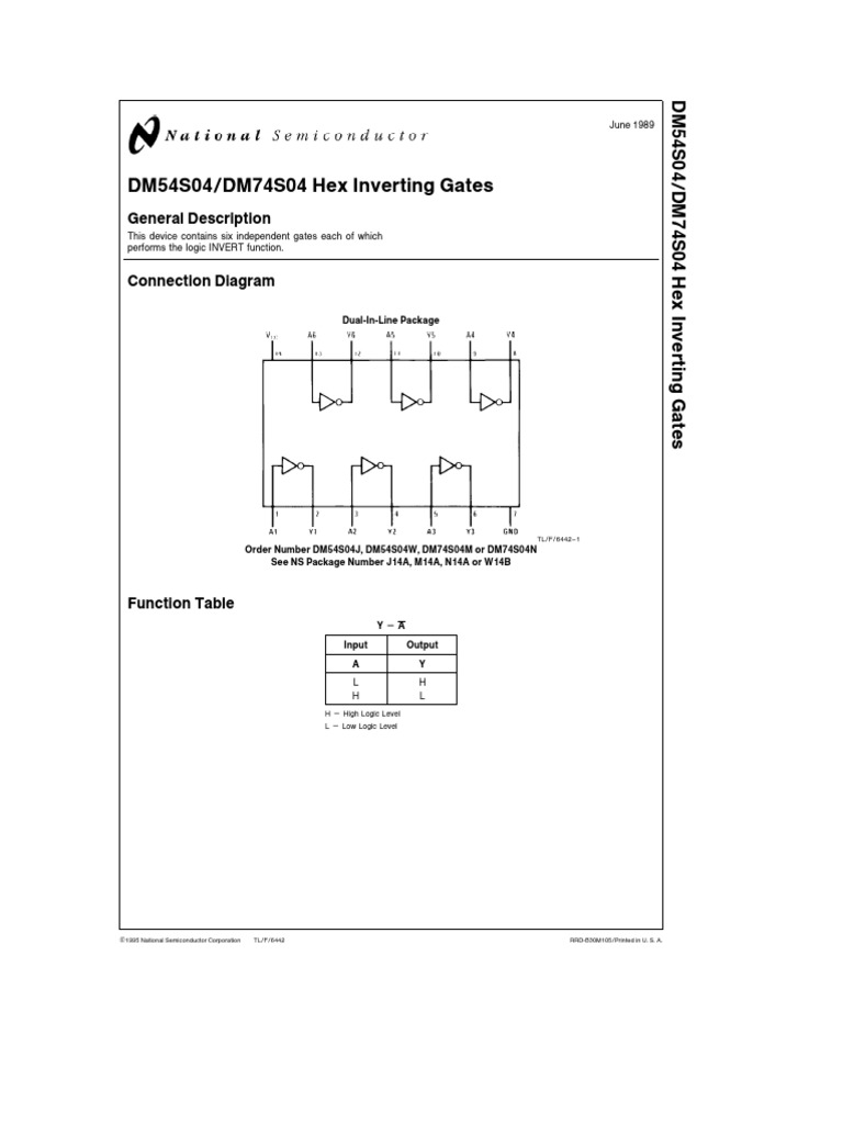 74S04 NationalSemiconductor | PDF | Electrical Components | Electronics