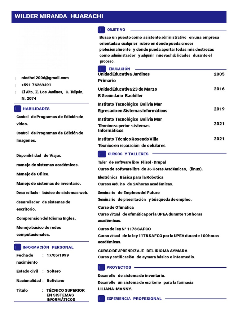 Currículum Wilder Miranda | PDF | Software | Informática