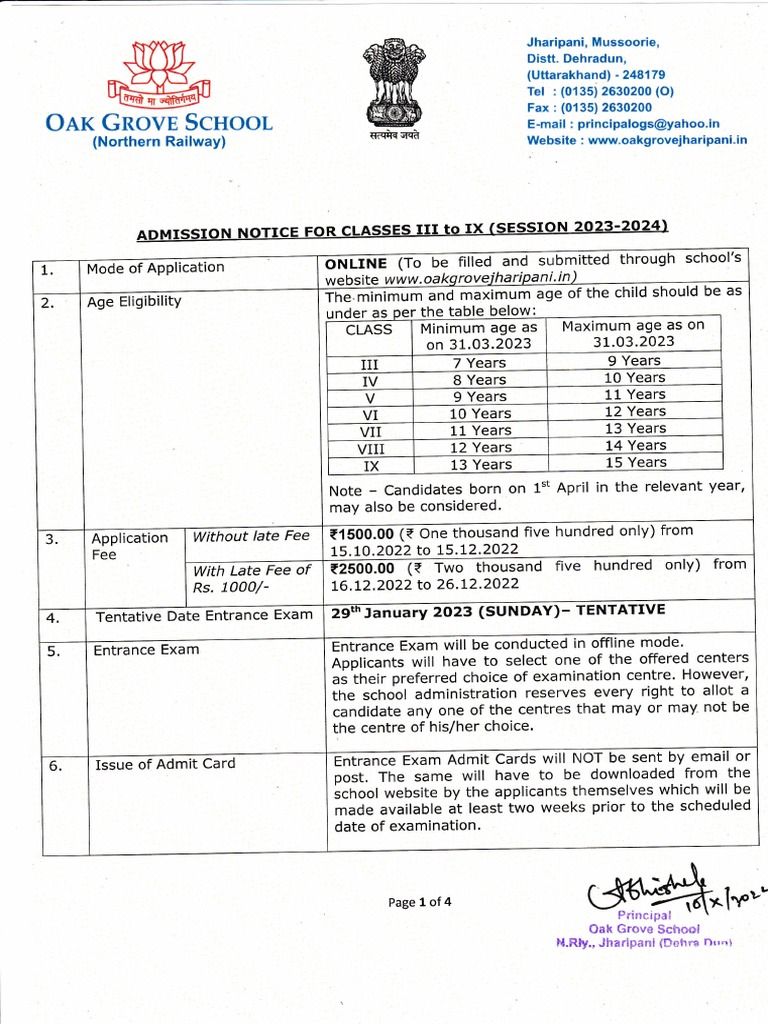 Admission Notice Class III To Ix | PDF | Payments