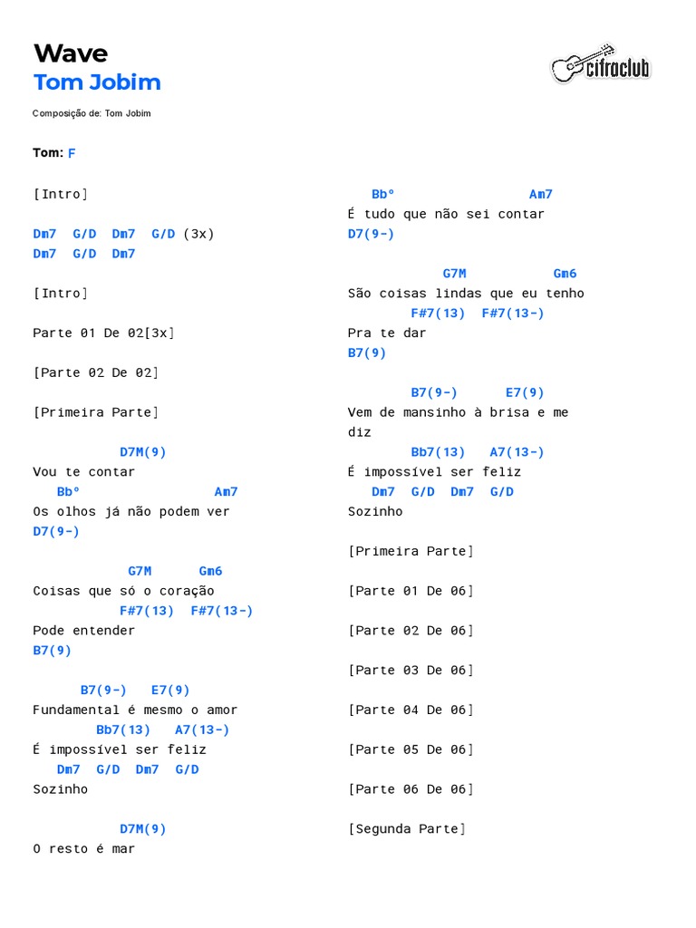 Cifra Club - Tom Jobim - Wave | PDF