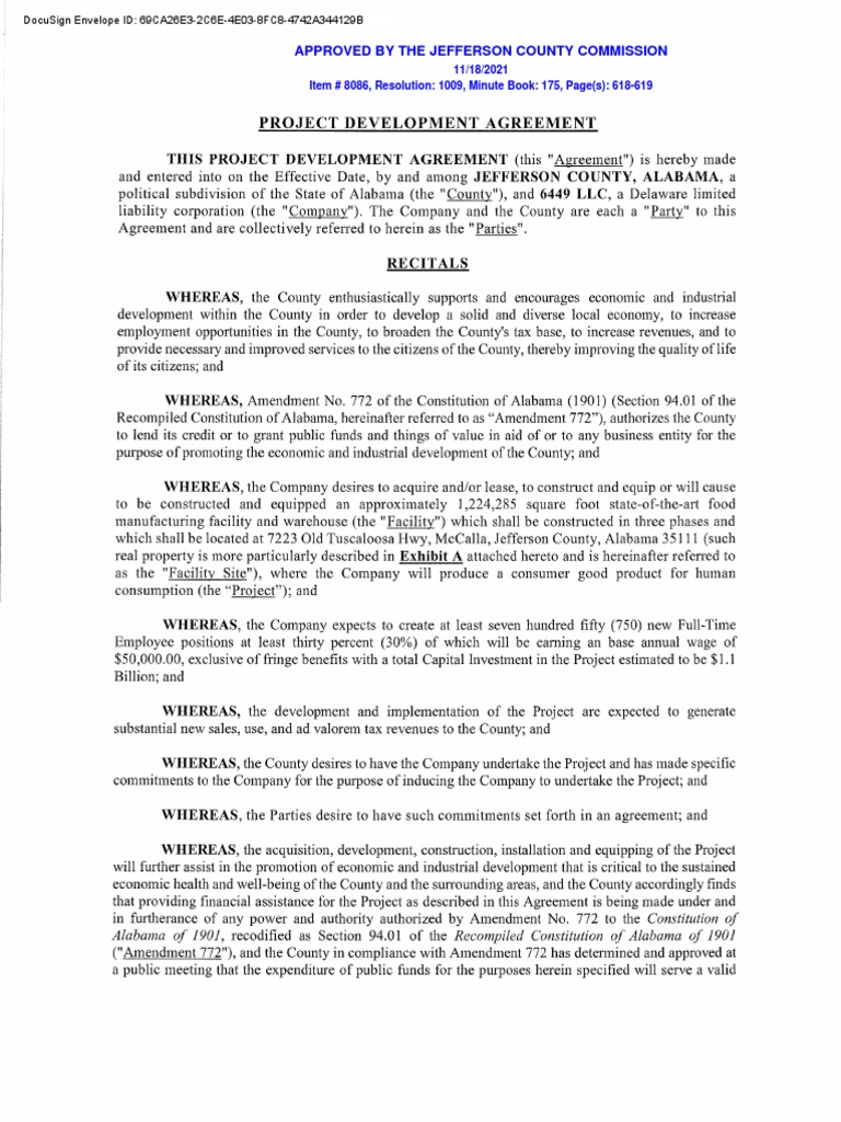 6449 Smuckers Final Signed Project Development Agreement 11.2021 | PDF ...