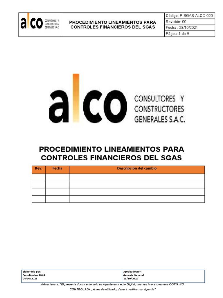 Lineamientos para Controles Financieros SGAS | PDF | Auditoría ...