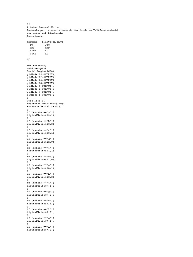Control Por Bluetooth y Reconocimiento de Voz Con Arduino | PDF | Computing | Computer Engineering