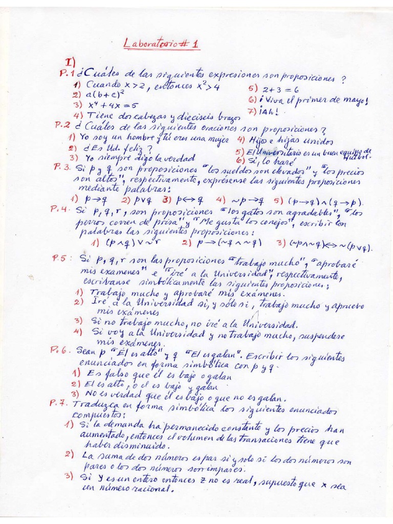 Des. Pen. Log. Mat. - Semana 1 - Laboratorio 1 | PDF