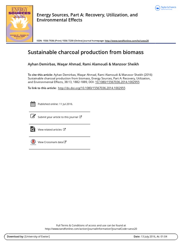Sustainable Charcoal Production From Biomass | PDF