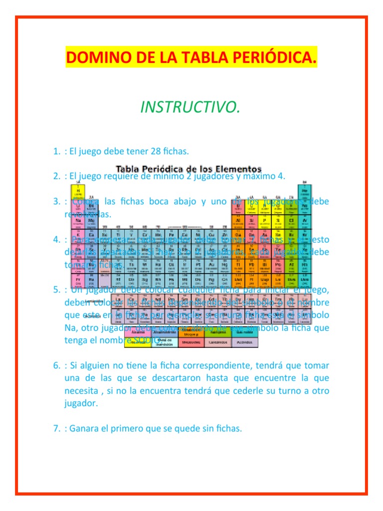 Domino de La Tabla Periódica | PDF