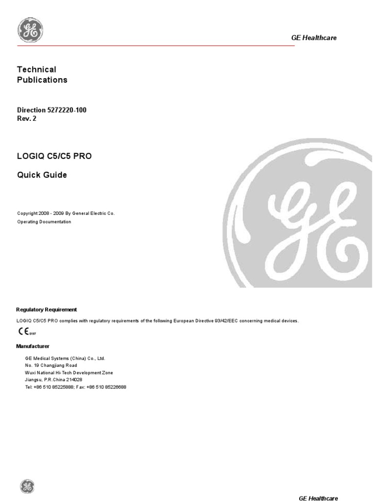 GE Logiq C3, C5 Premium Ultrasound - Quick Guide | PDF