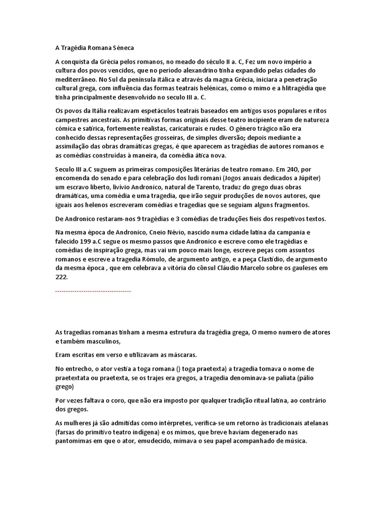 A Tragédia Romana Séneca | PDF