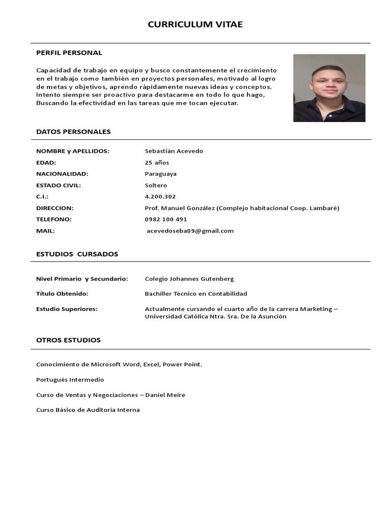 CV Sebastián Acevedo | PDF | Negocios económicos | Business