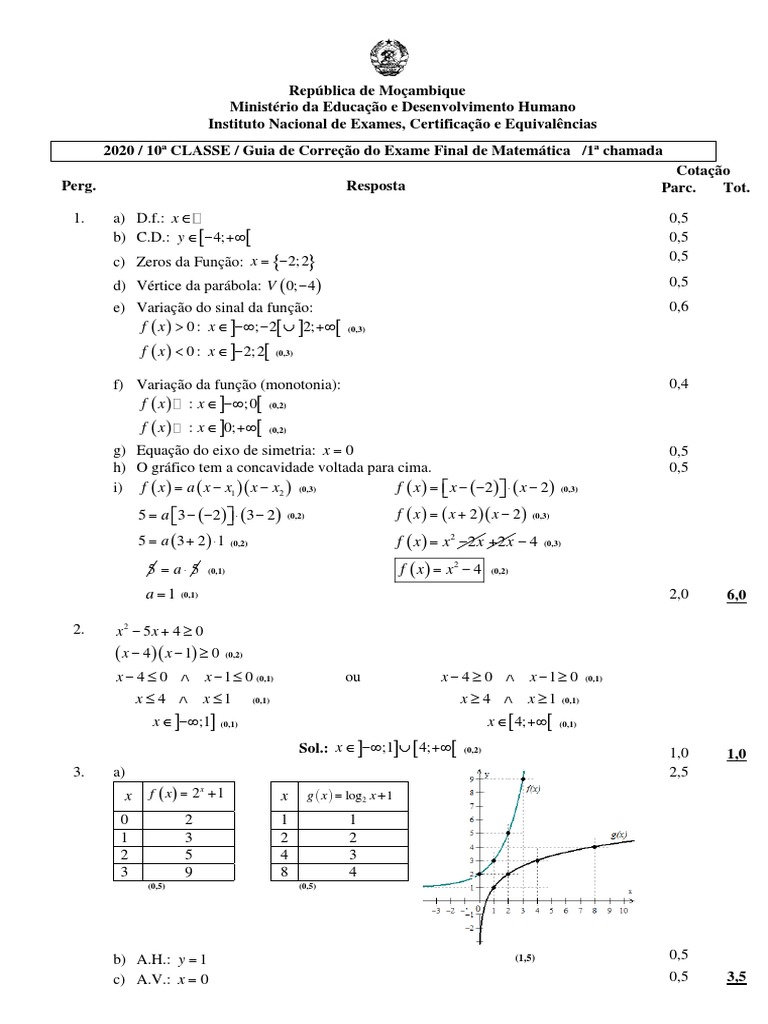 Guia de Correção do Exame de Matemática | PDF | Matemática | Objetos ...
