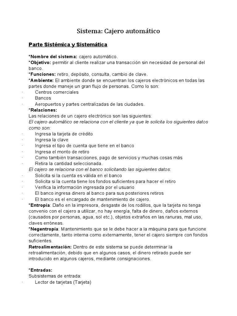 Sistema- Cajero automático | PDF | Bancos | Teclado