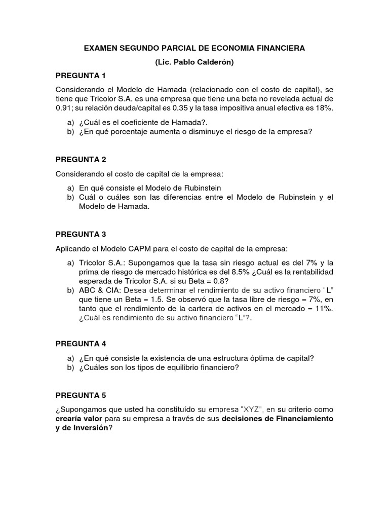 Examen Segundo Parcial Economia Financiera - 1 | PDF | Inversiones ... Examen Segundo Parcial Economia Financiera - 1 | PDF | Inversiones ...