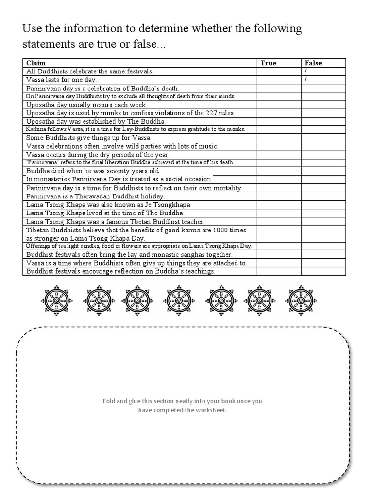 Worksheet - Buddhist Festivals | PDF | Je Tsongkhapa | Tibetan Buddhism