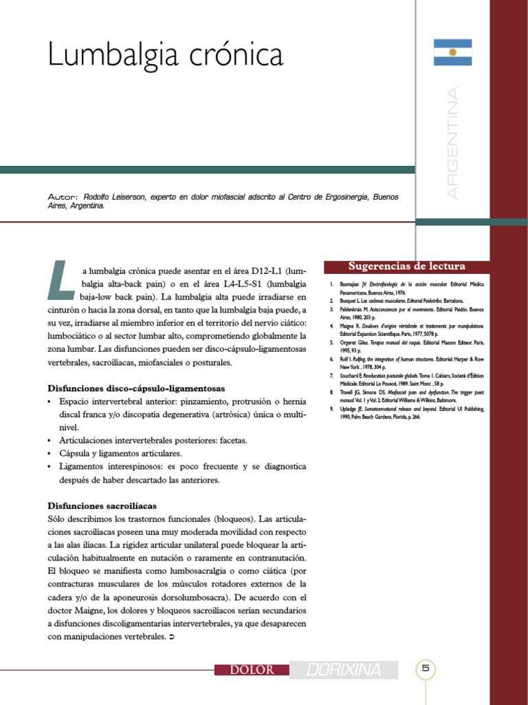 Lumbalgia Crónica: Causas y Tratamientos | PDF | Dolor lumbar | Dolor