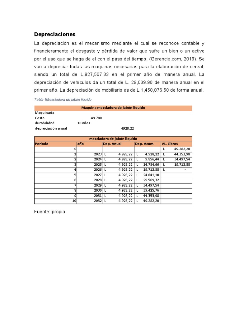 Depreciaciones | PDF | Depreciación | Activo fijo