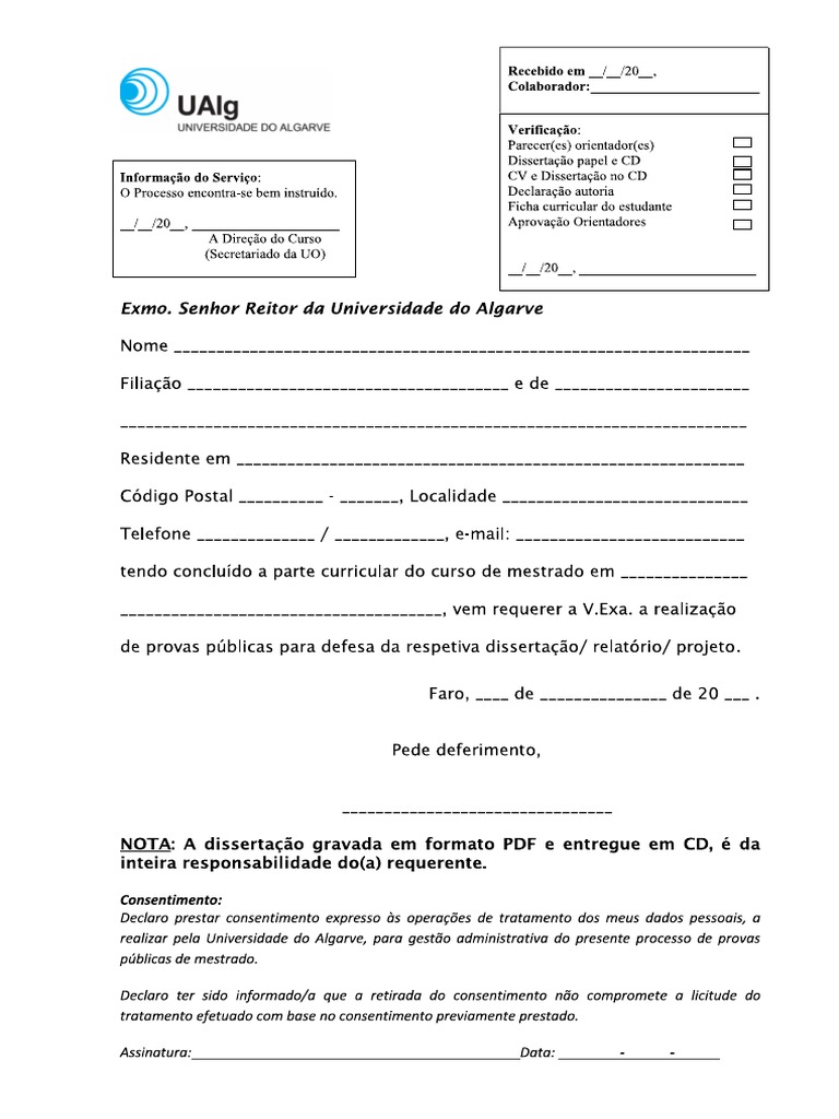 Formulario Req-Provas (1) - PT | PDF Formulario Req-Provas (1) - PT | PDF