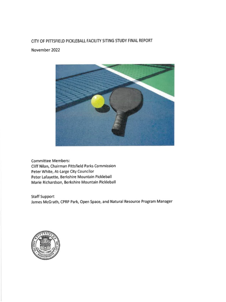 Pittsfield Pickleball Facility Siting Study Final Report | PDF