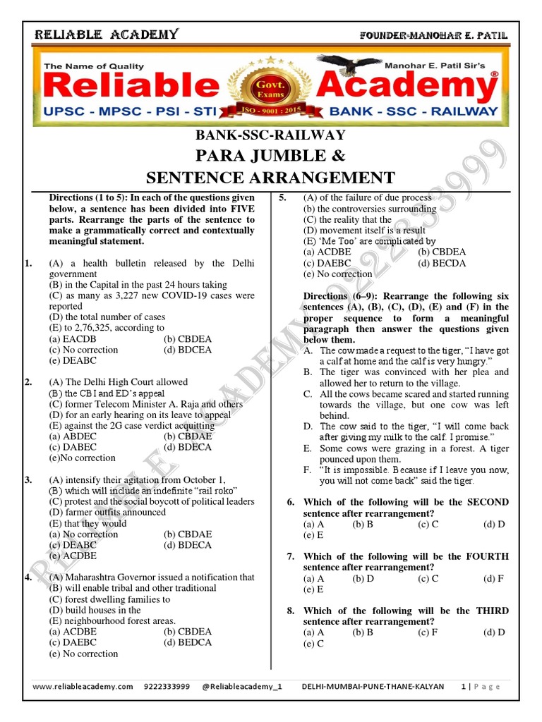 Para Jumble & Sentence Arrangement | PDF | Rain | Angkor