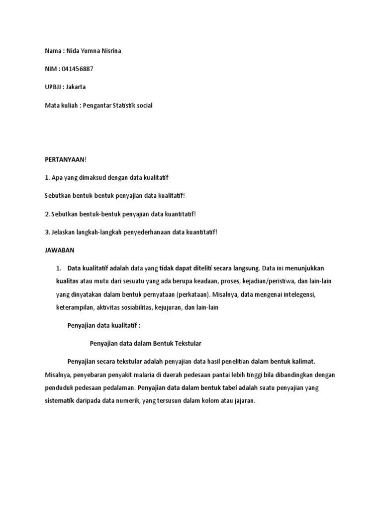 Diskusi 3 Pengantar Statistik Sosial | PDF | Sains & Matematika