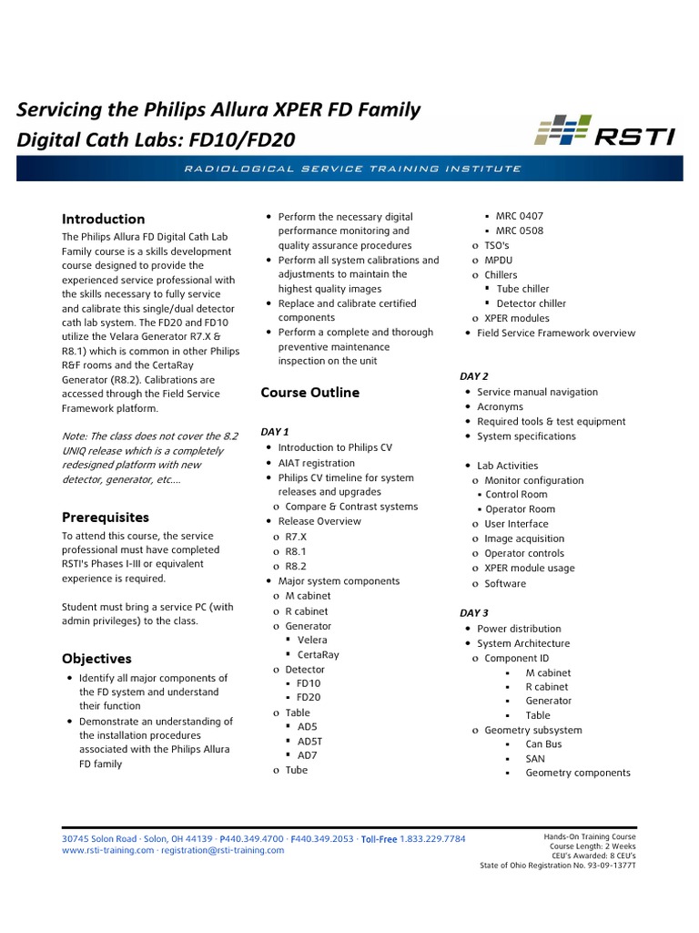 Philips Allura XPER FD Family FD10 FD20 Course Outline | PDF | Systems ...