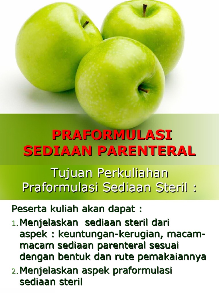 Praformulasi Sediaan Parenteral Steril | PDF | Pengembangan Diri ...