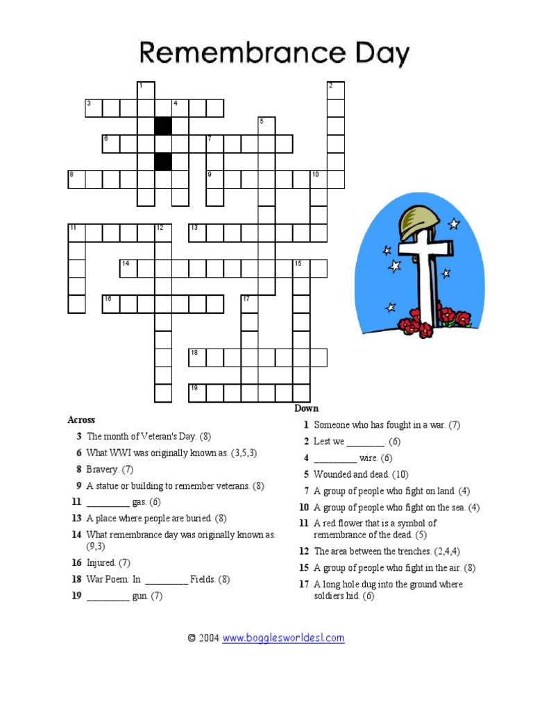 Remembrance Day Crossword | PDF