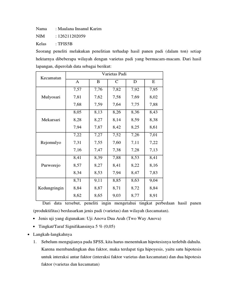 Maulana I. K - 126211202059 - Tugas Two Way Anova | PDF