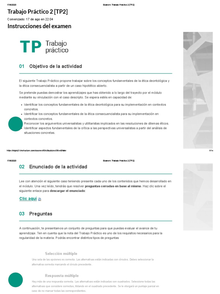 ÉTICA Y DEONTOLOGÍA - Trabajo Práctico 2 (TP2) - 85 - CR | PDF