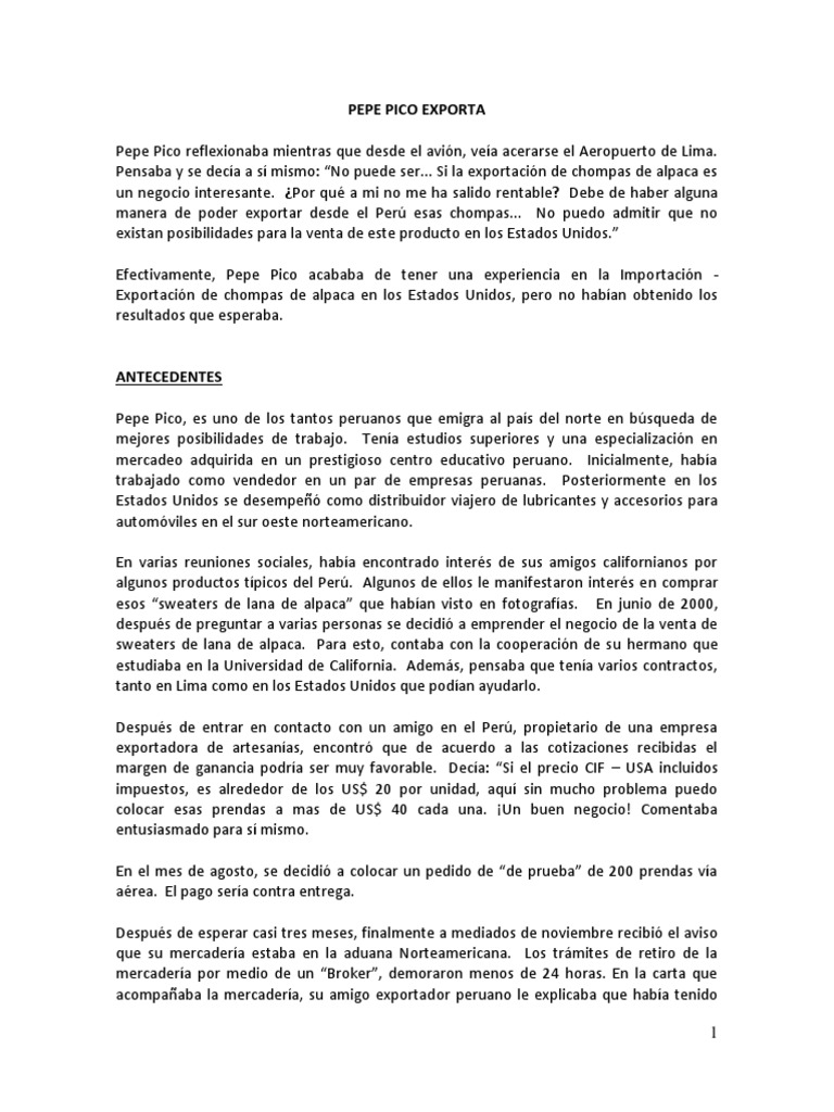 Caso Pepe Pico Exporta - Regimenes. | PDF