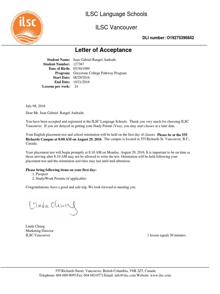 Juan Rangel LOA - ILSC | PDF