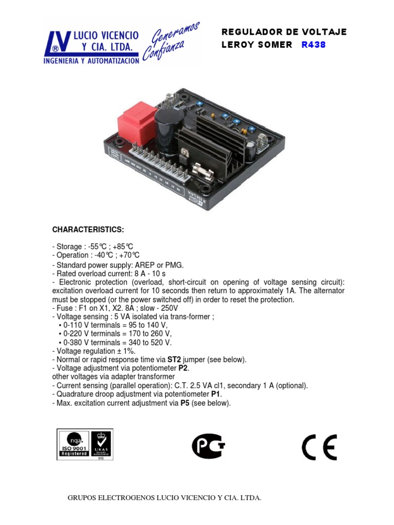 Leroy Somer R438 | PDF | Power Supply | Electric Power